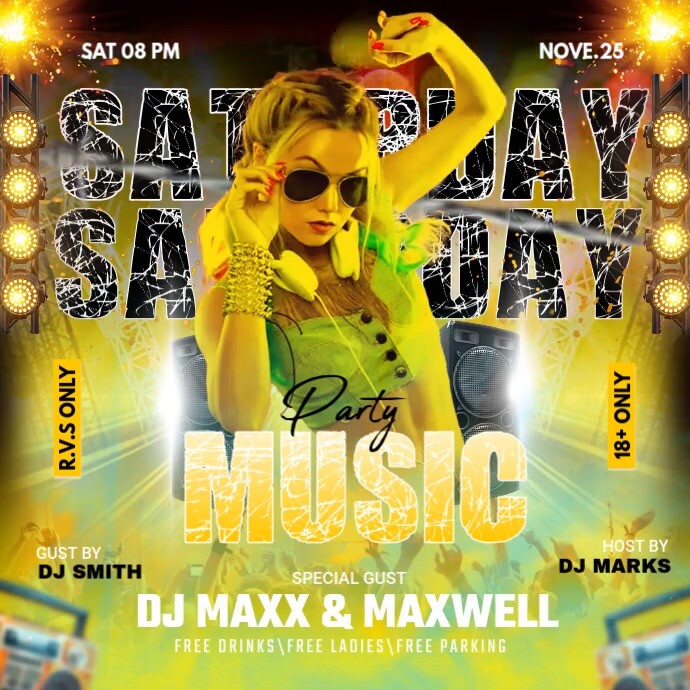 Copy of Saturday Music Party Flyer | PosterMyWall
