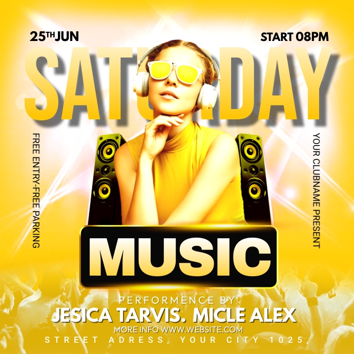 Saturday Music Party Flyer Template | PosterMyWall