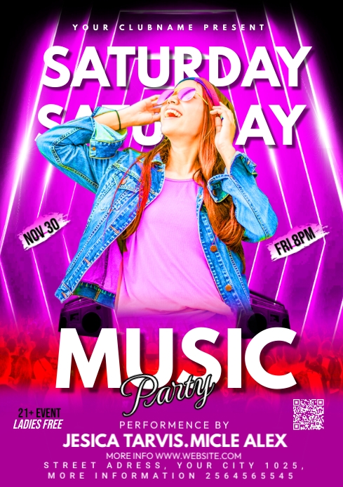 Saturday Music Party Flyer Template | PosterMyWall