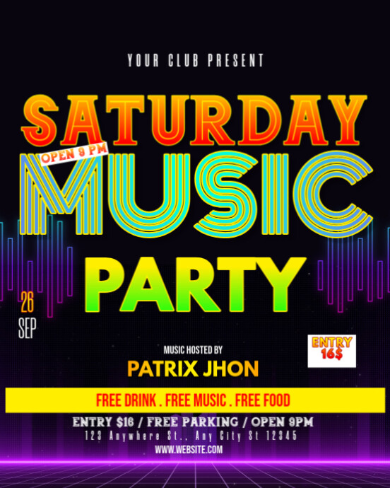 Saturday music party post Template | PosterMyWall