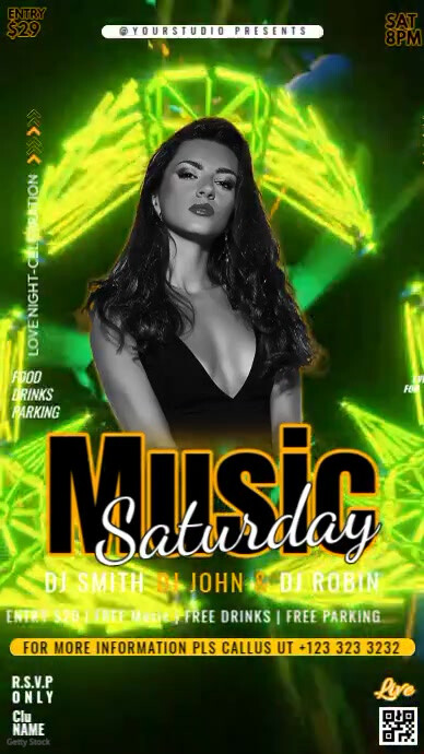 Saturday Music Party Video Template | PosterMyWall