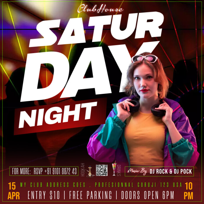 Plantilla de Saturday Musical night party poster | PosterMyWall