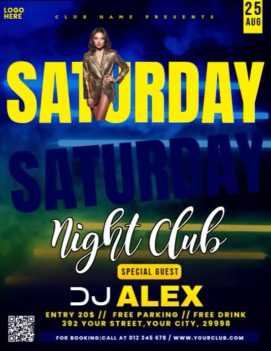 Plantilla de Saturday Night Club | PosterMyWall