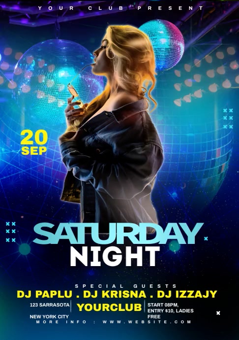 SATURDAY Night club Flyer Template | PosterMyWall