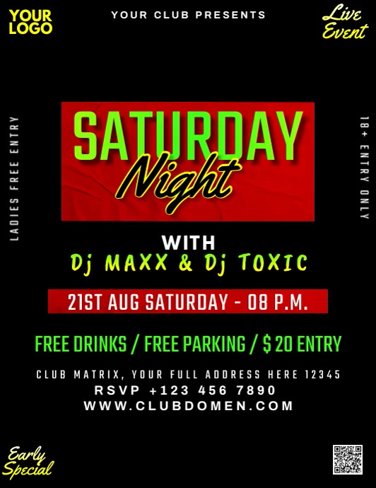 Szablon Imprezą W Klubie Nocnym W Sobotę | PosterMyWall