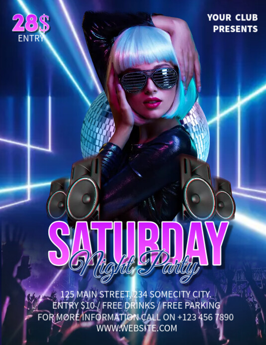 Saturday Night Club Party Template | PosterMyWall