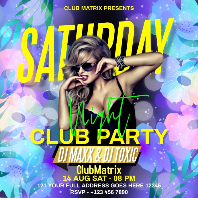 SATURDAY NIGHT CLUB PARTY Template | PosterMyWall
