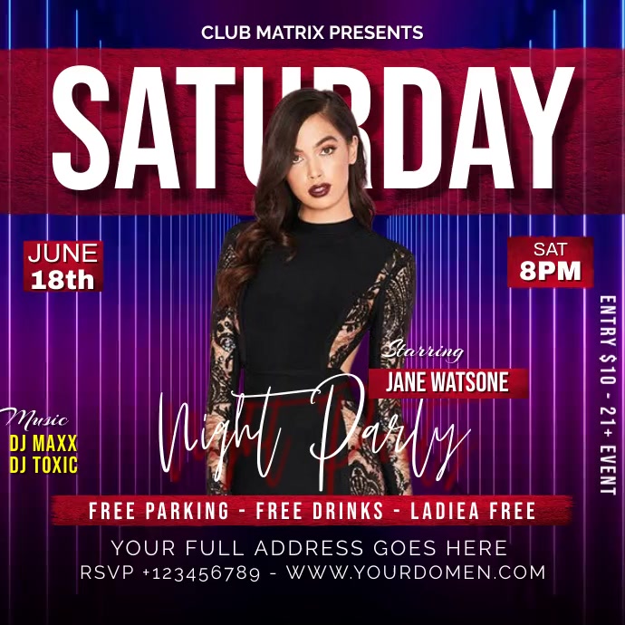 Saturday night club party Template | PosterMyWall