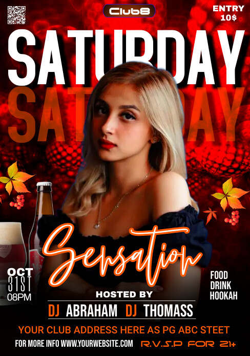 saturday night club party Template | PosterMyWall