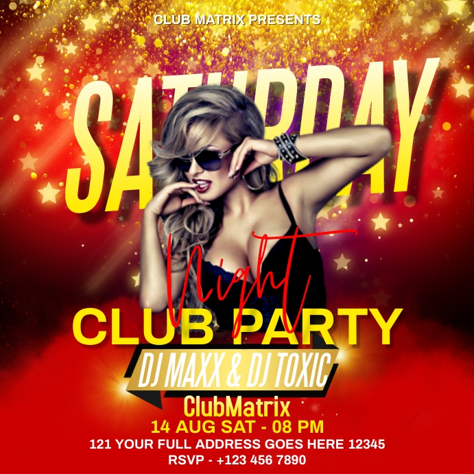 SATURDAY NIGHT CLUB PARTY Template | PosterMyWall