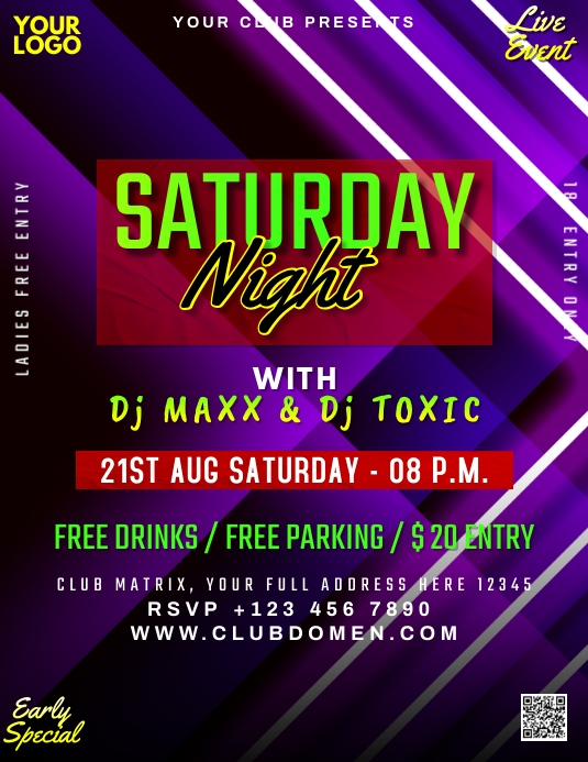 Saturday night club party Template | PosterMyWall