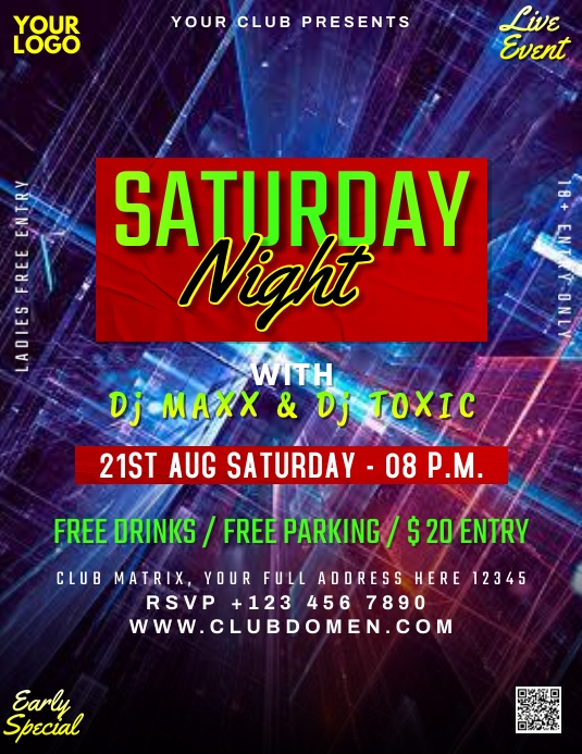 Copy of Saturday night club party | PosterMyWall