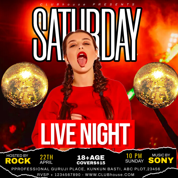 Plantilla de saturday night club party | PosterMyWall