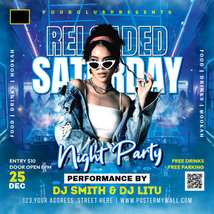 Saturday Night Club Party Template | PosterMyWall