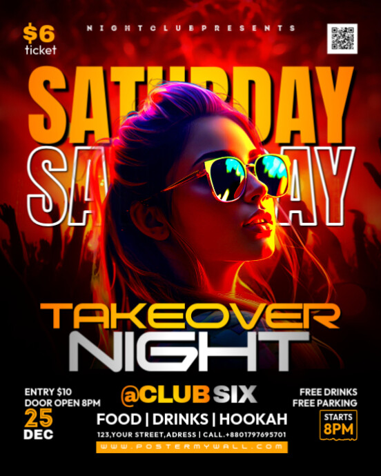 Modèle Saturday Night Club Party | PosterMyWall