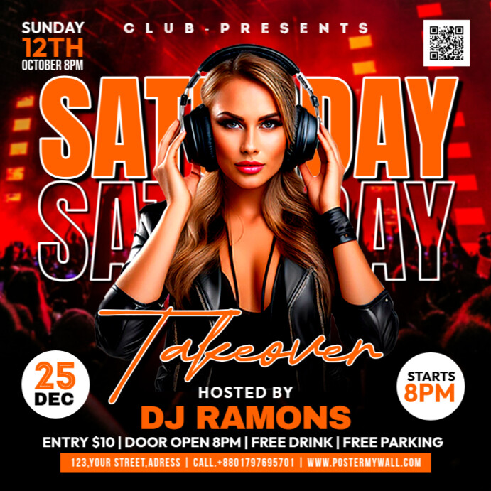 Saturday Night Club Party Template | PosterMyWall