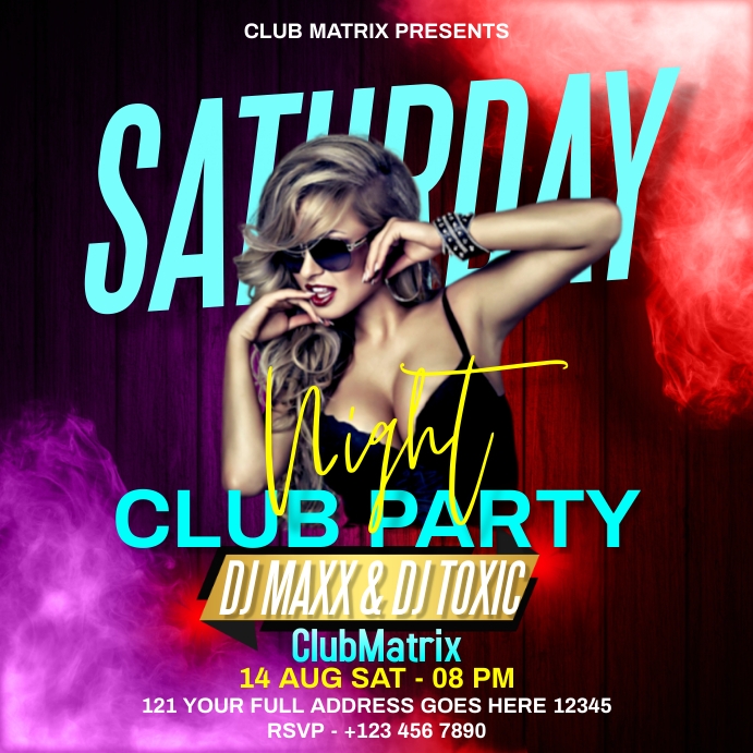 SATURDAY NIGHT CLUB PARTY Template | PosterMyWall
