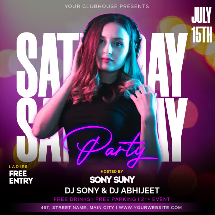 Plantilla de saturday night club party | PosterMyWall
