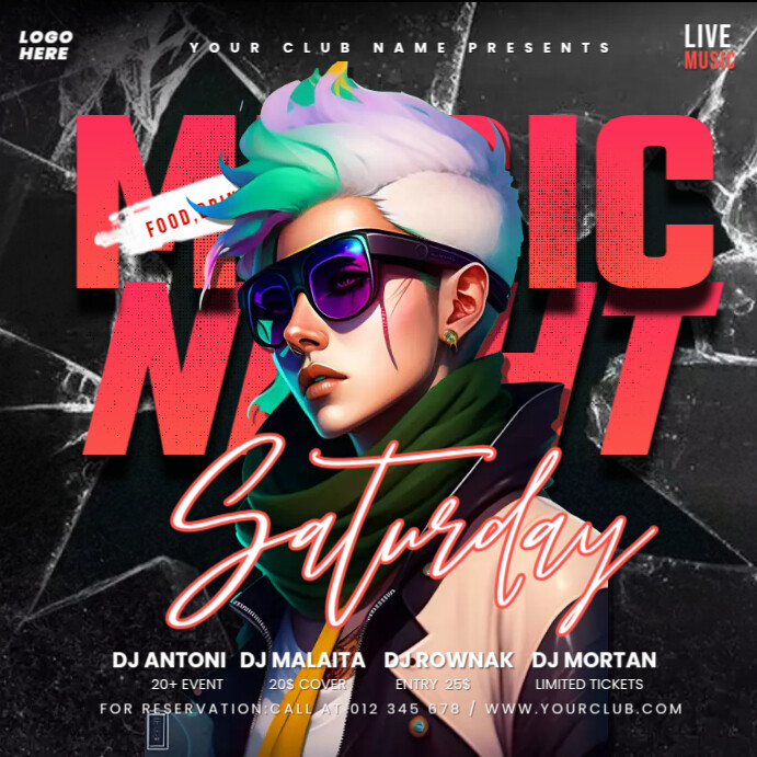 Saturday Night Club Party Template | PosterMyWall