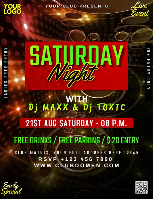 Copy of Saturday night club party | PosterMyWall