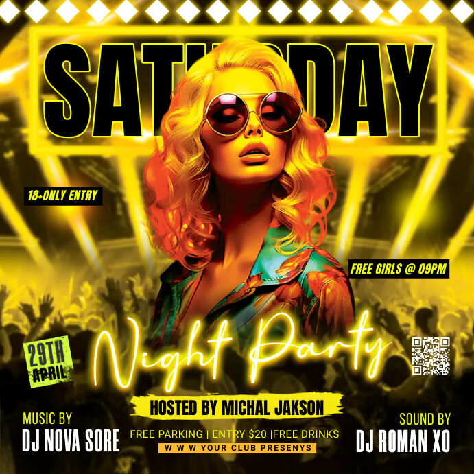 Saturday night club party flyer Template | PosterMyWall