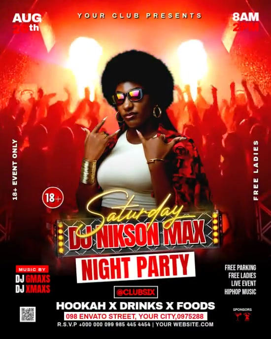 Saturday Night Club Party Flyer Template | PosterMyWall