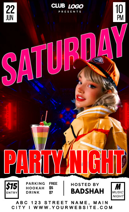 saturday night club party flyer Template | PosterMyWall