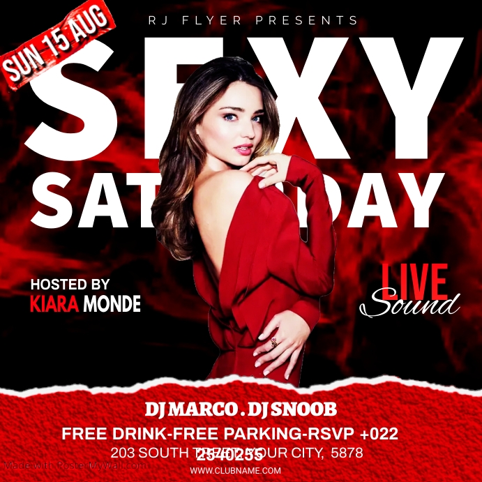 Saturday night club party flyer Template | PosterMyWall