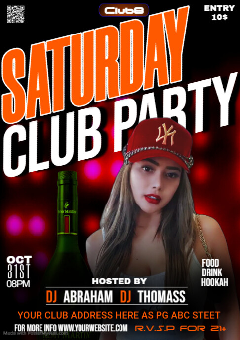 saturday night club party flyer poster templaat | PosterMyWall