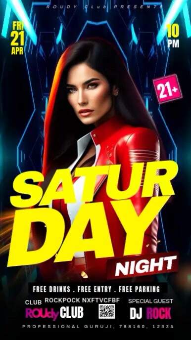 saturday night club party flyer poster templa Template | PosterMyWall