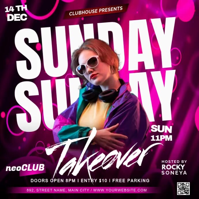 saturday night club party flyer poster template | PosterMyWall