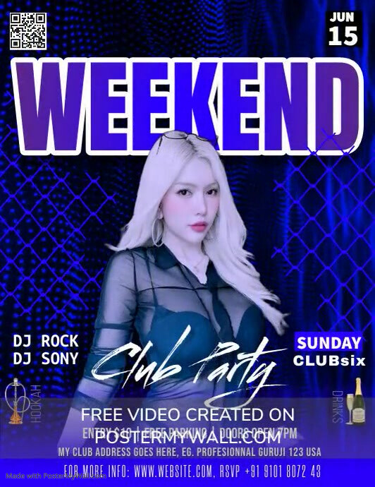 saturday night club party flyer poster template | PosterMyWall