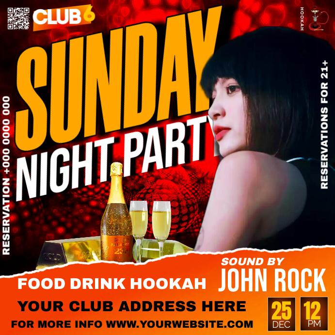 saturday night club party flyer poster templa Template | PosterMyWall