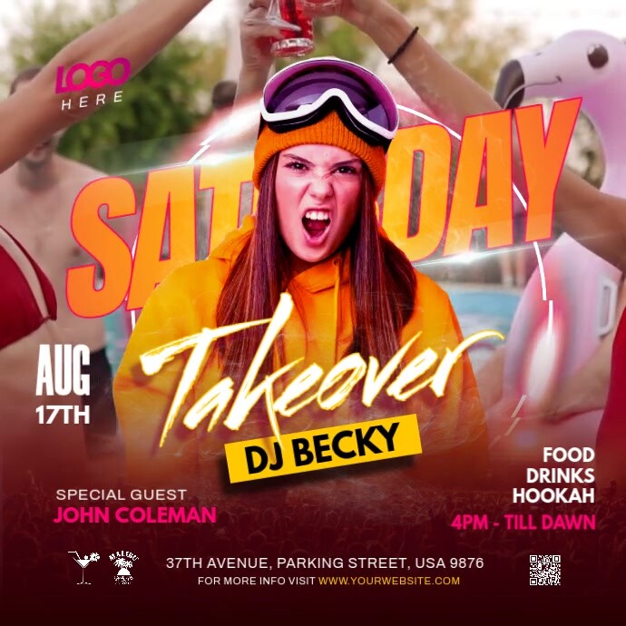 saturday night club party flyer poster templa Template | PosterMyWall
