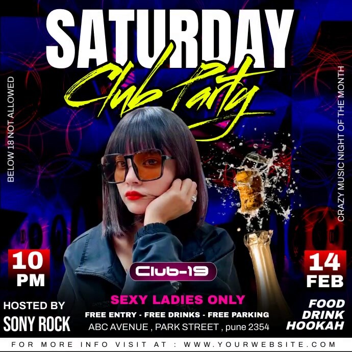 Plantilla de saturday night club party flyer poster templa | PosterMyWall