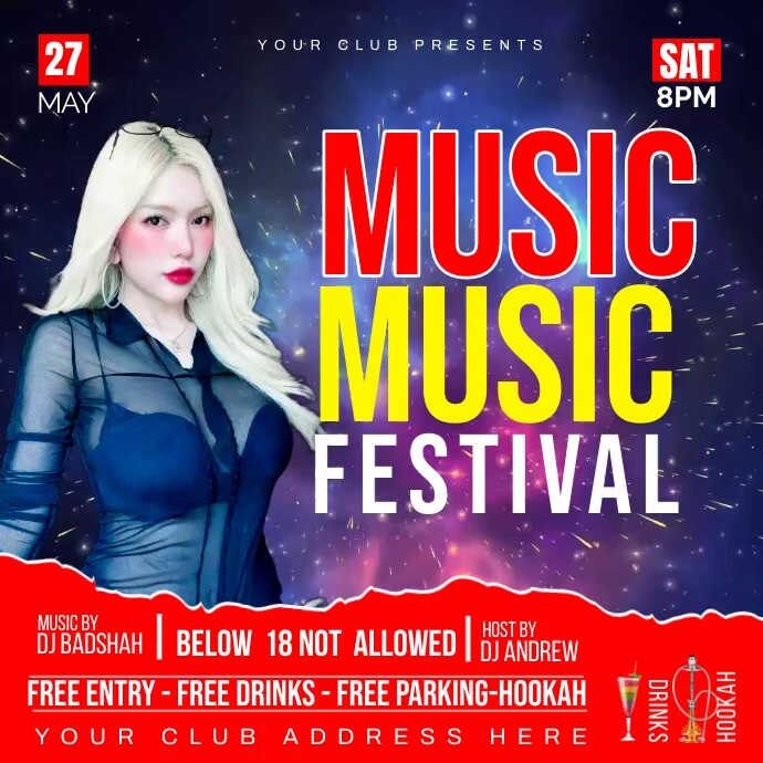 saturday night club party flyer template | PosterMyWall