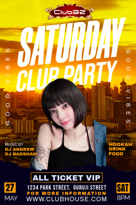saturday night club party flyer template | PosterMyWall