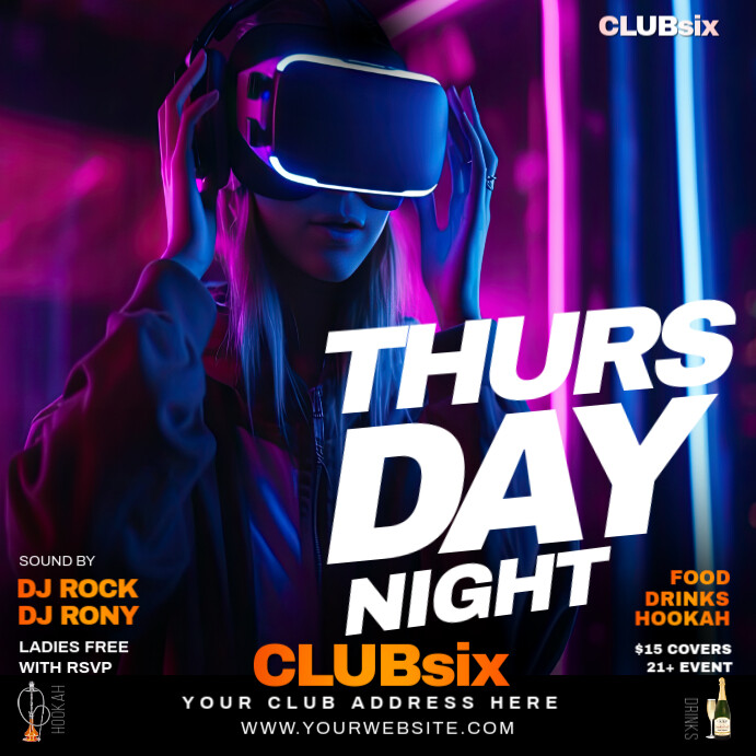 saturday night club party flyer template | PosterMyWall