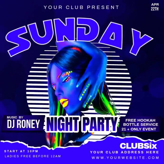 saturday night club party flyer template | PosterMyWall