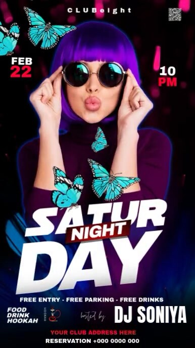 saturday night club party flyer template | PosterMyWall