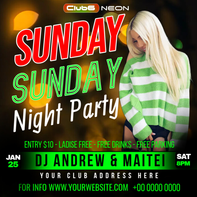 saturday night club party flyer template | PosterMyWall