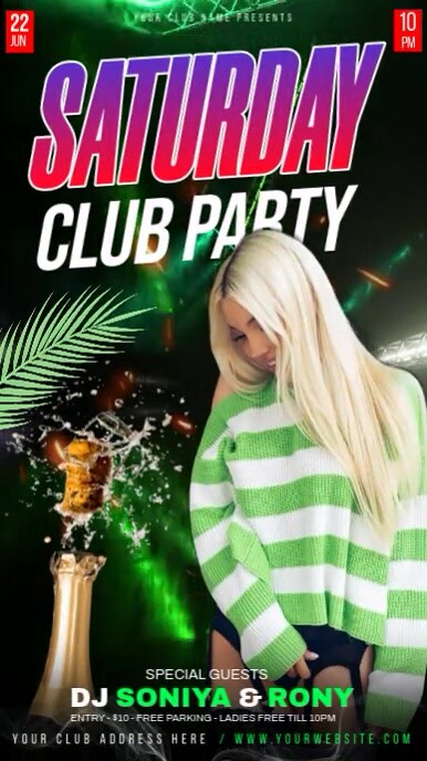 saturday night club party flyer template | PosterMyWall