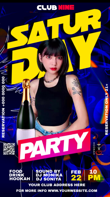saturday night club party flyer template | PosterMyWall