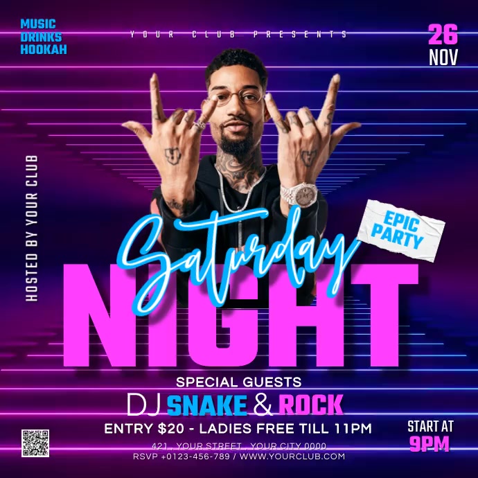 Saturday Night Template | PosterMyWall