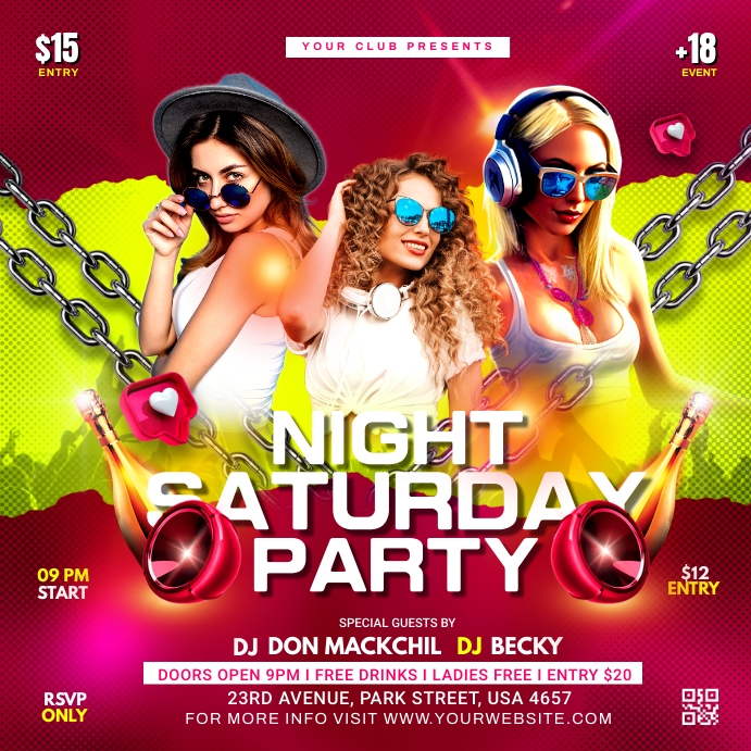 Plantilla de SATURDAY NIGHT | PosterMyWall