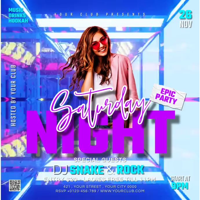 Plantilla de Del Sábado por La Noche | PosterMyWall