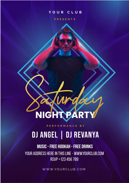 Plantilla de Saturday Night Dj Party | PosterMyWall