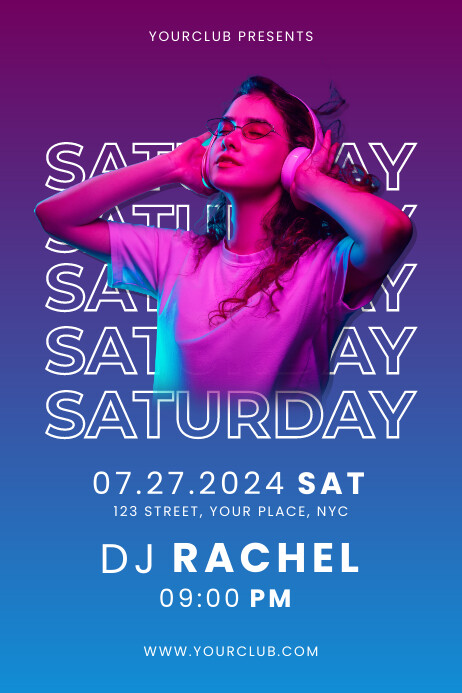 Modèle Saturday Night Dj Party Poster Flyer Template | PosterMyWall