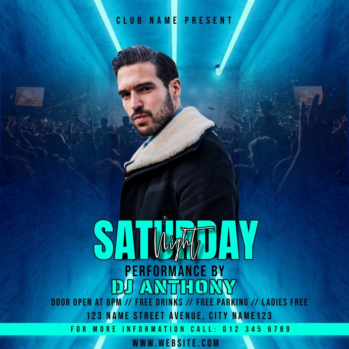 Plantilla de Evento Del Sábado por La Noche | PosterMyWall