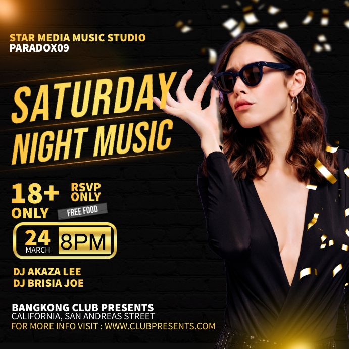 Saturday Night Music Template | PosterMyWall